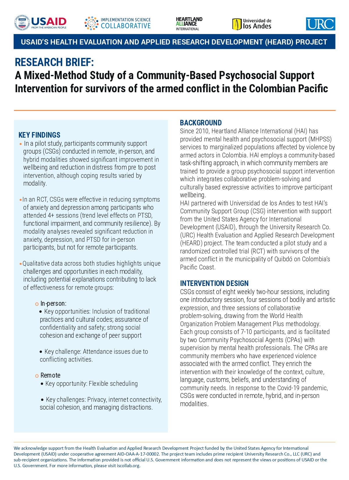 A Mixed-Methods Study of a Community-Based Psychosocial Support Intervention for Survivors of ...
